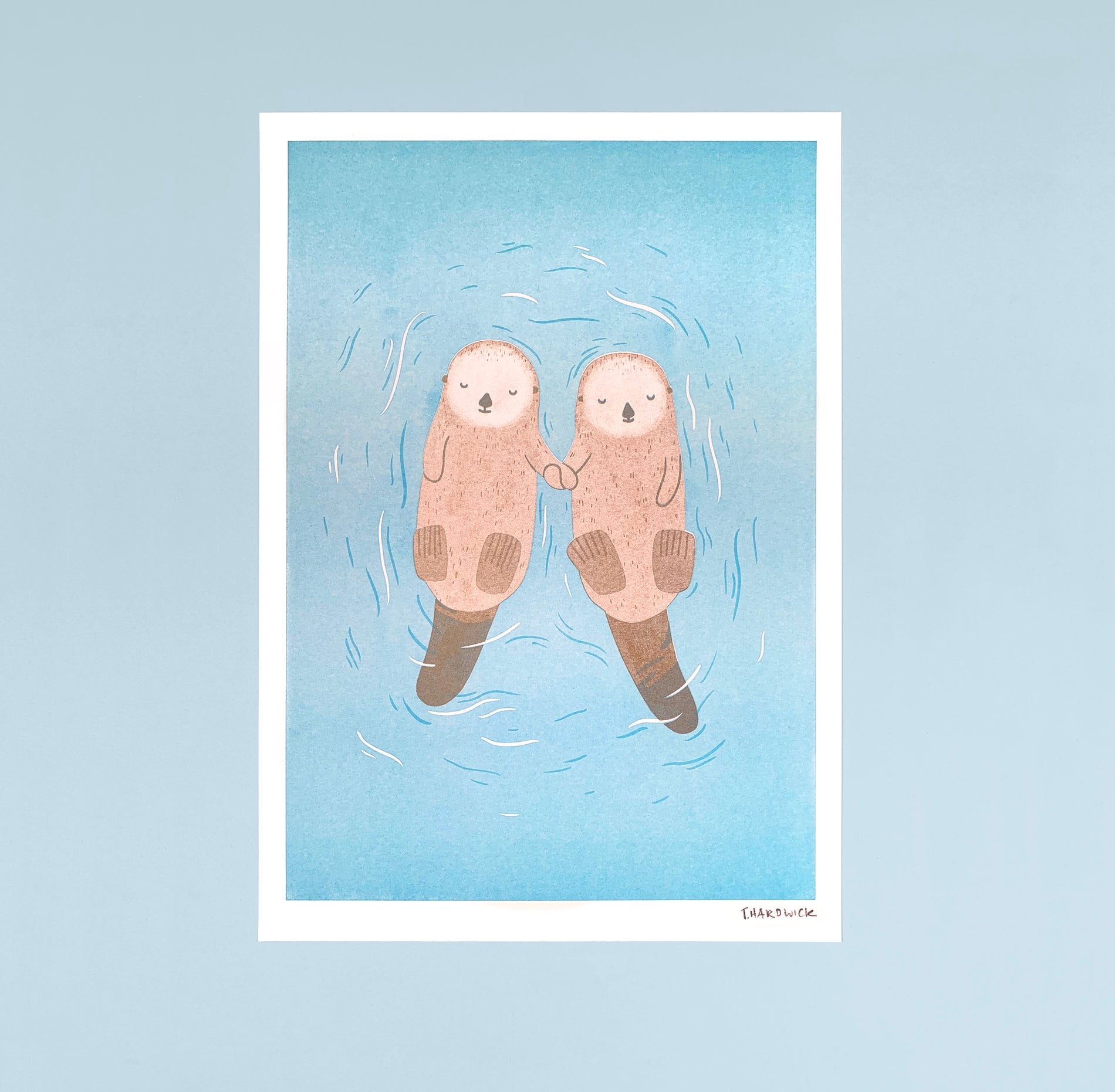 Sea Otters Risograph Print – Handmade Nottingham