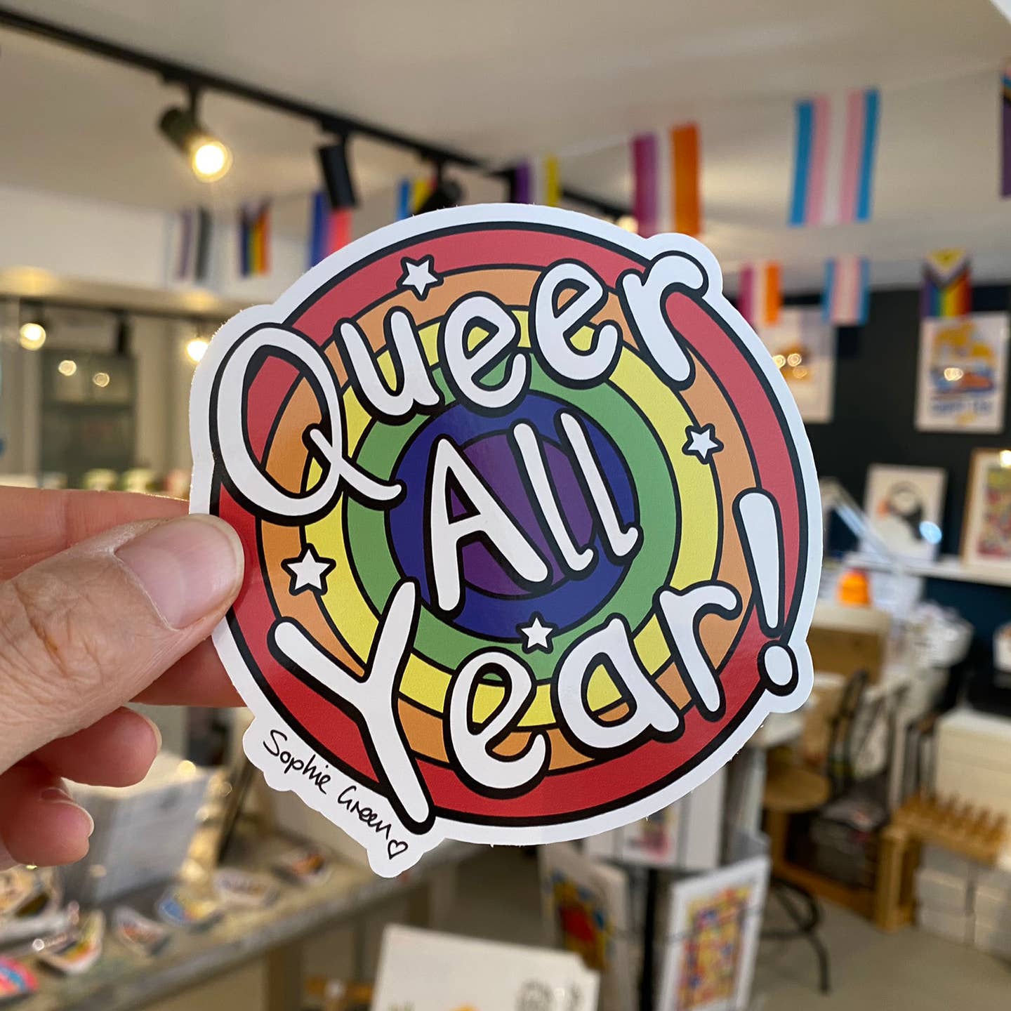 Queer All Year Big Vinyl Sticker – Handmade Nottingham