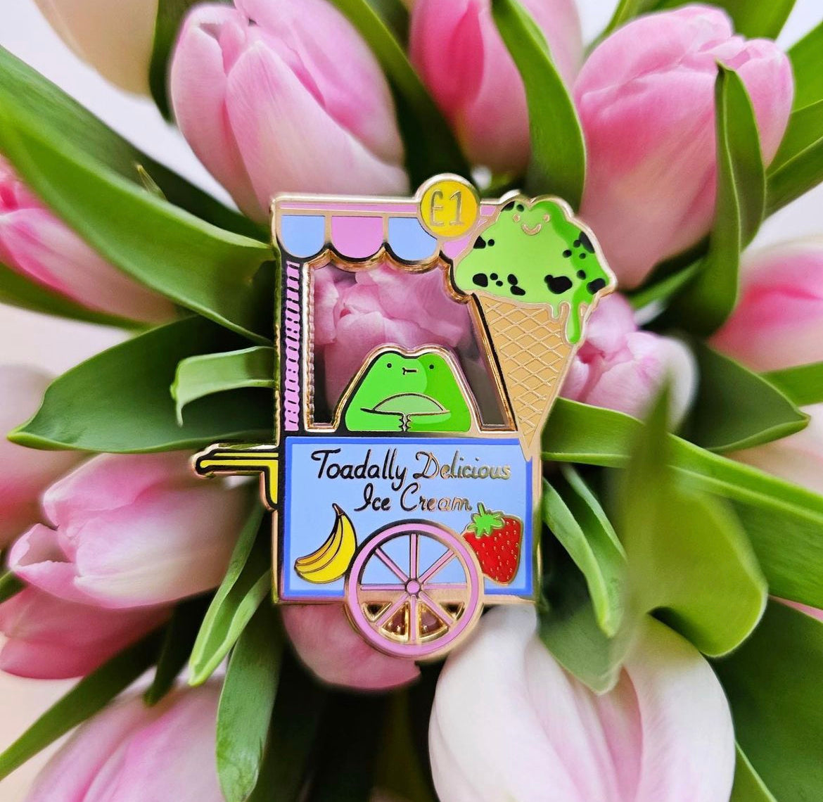 Froggy Ice Cream Pin – Handmade Nottingham