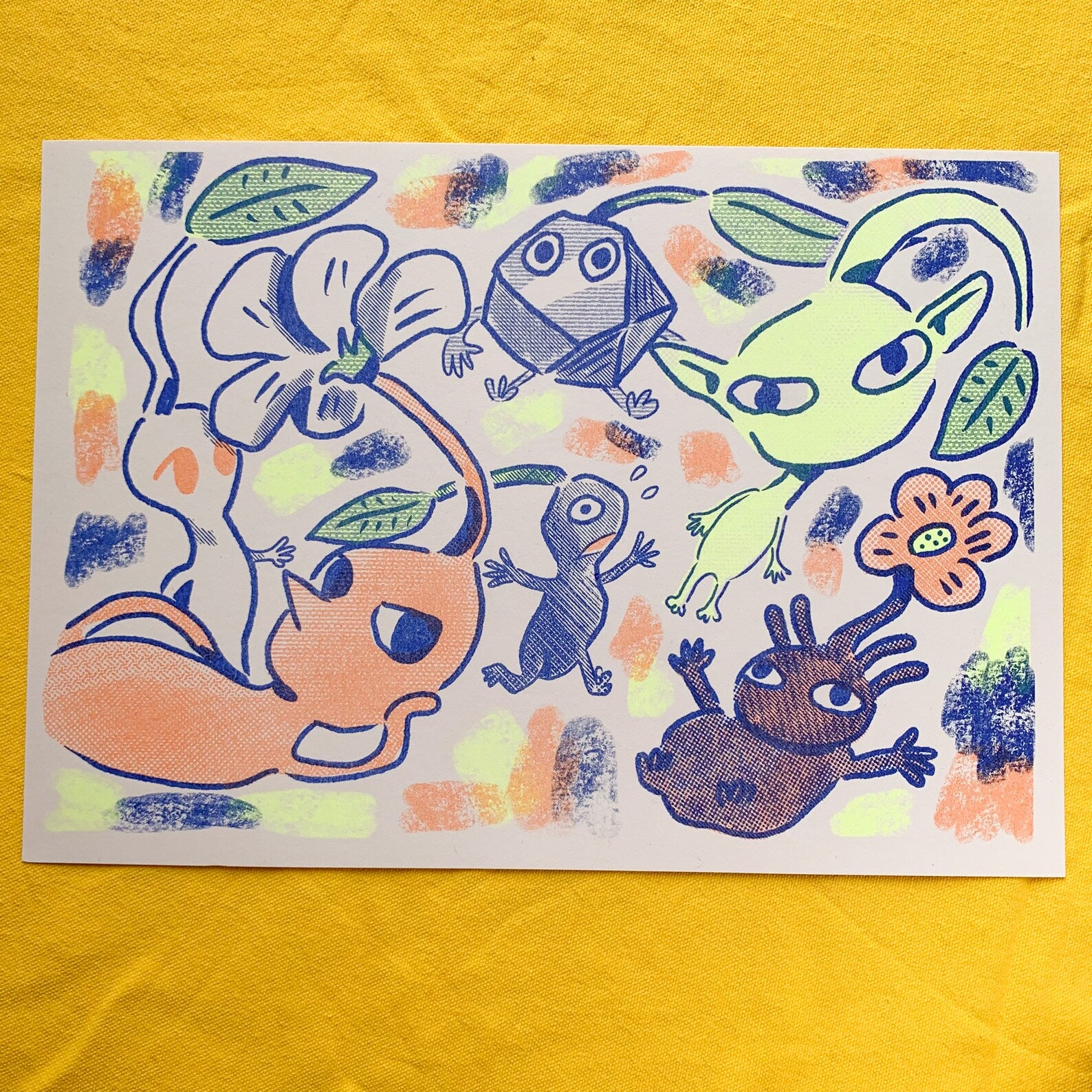 Flower Friends A4 Risograph Print – Handmade Nottingham