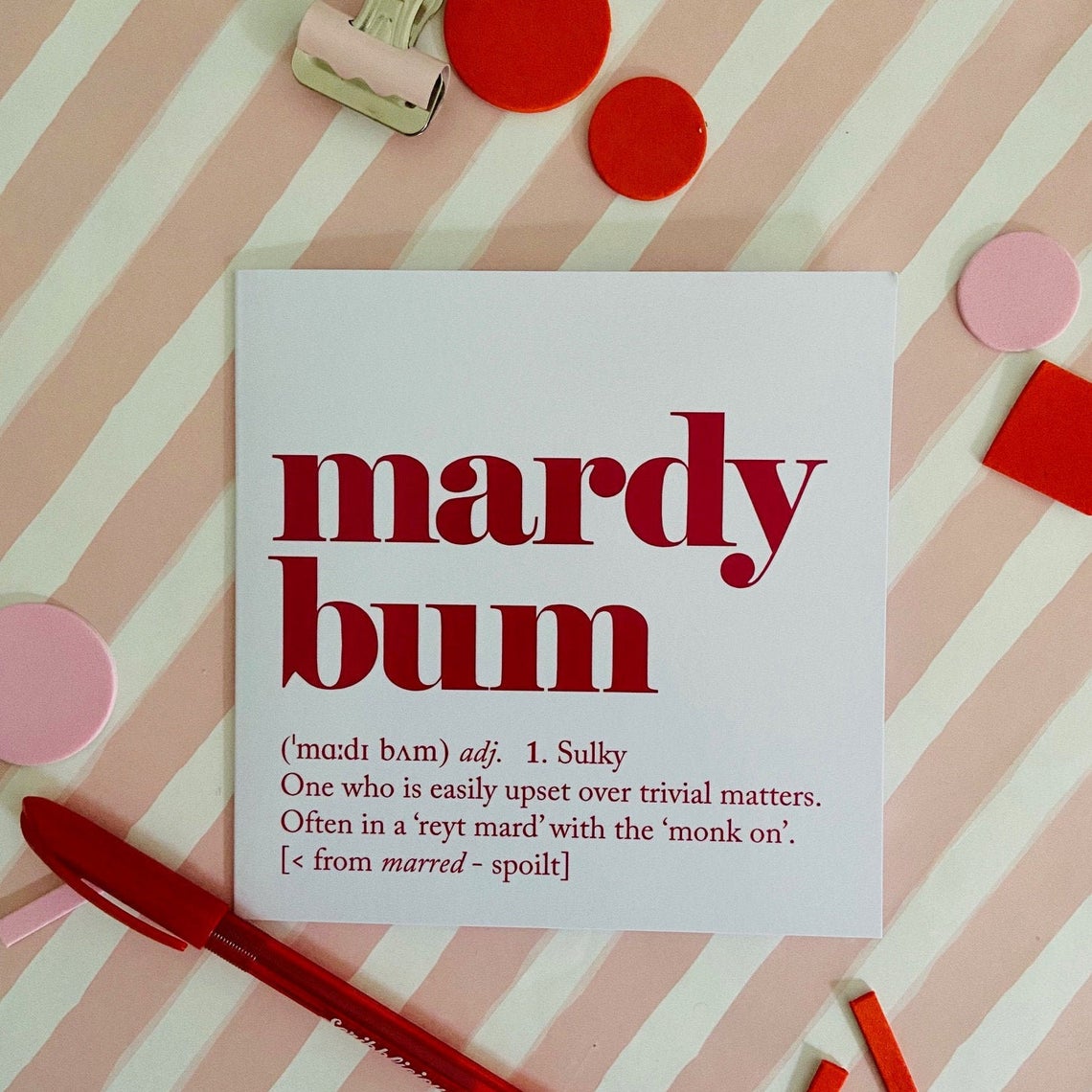 Mardy Bum Card – Handmade Nottingham