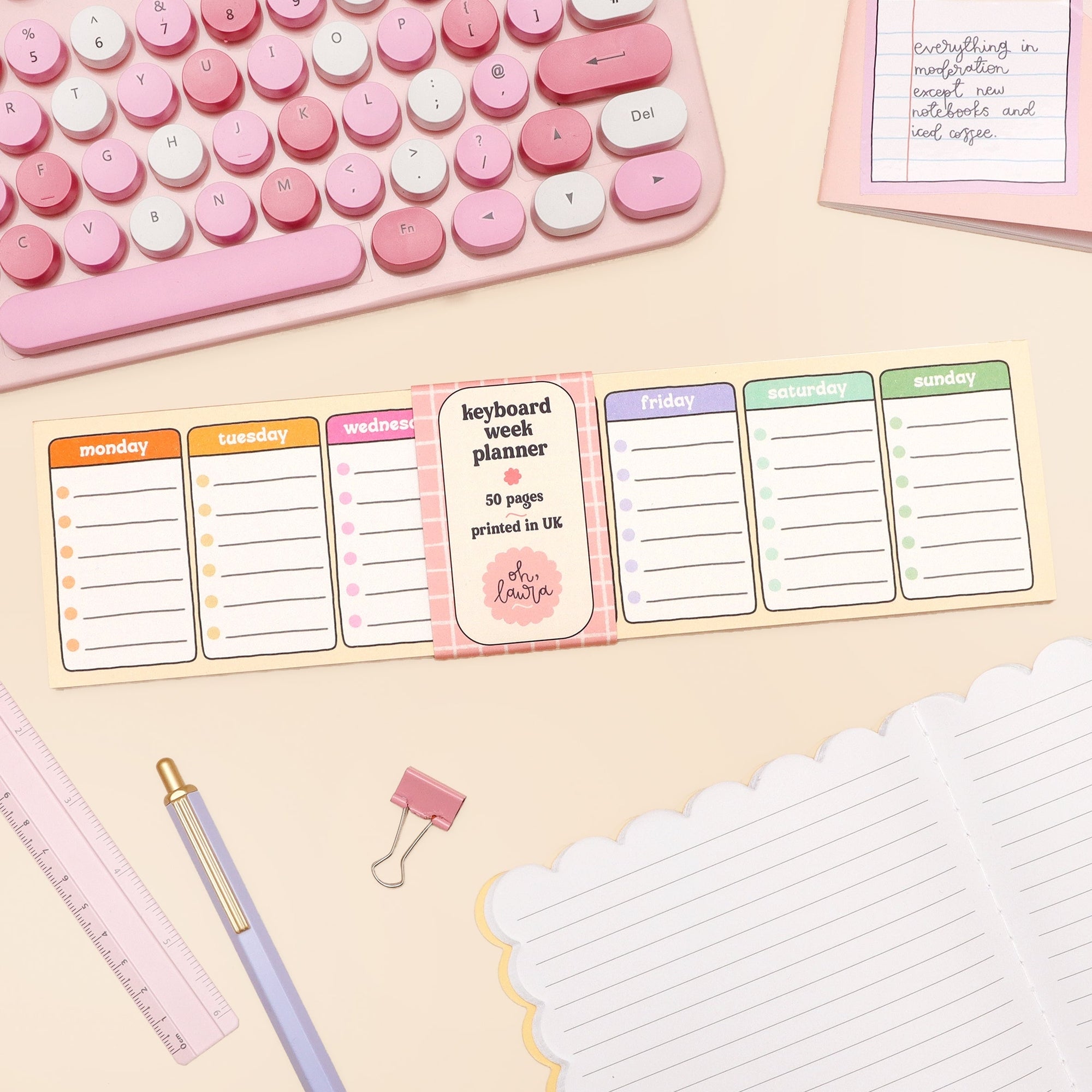 Days of the Week Keyboard Weekly Planner – Handmade Nottingham