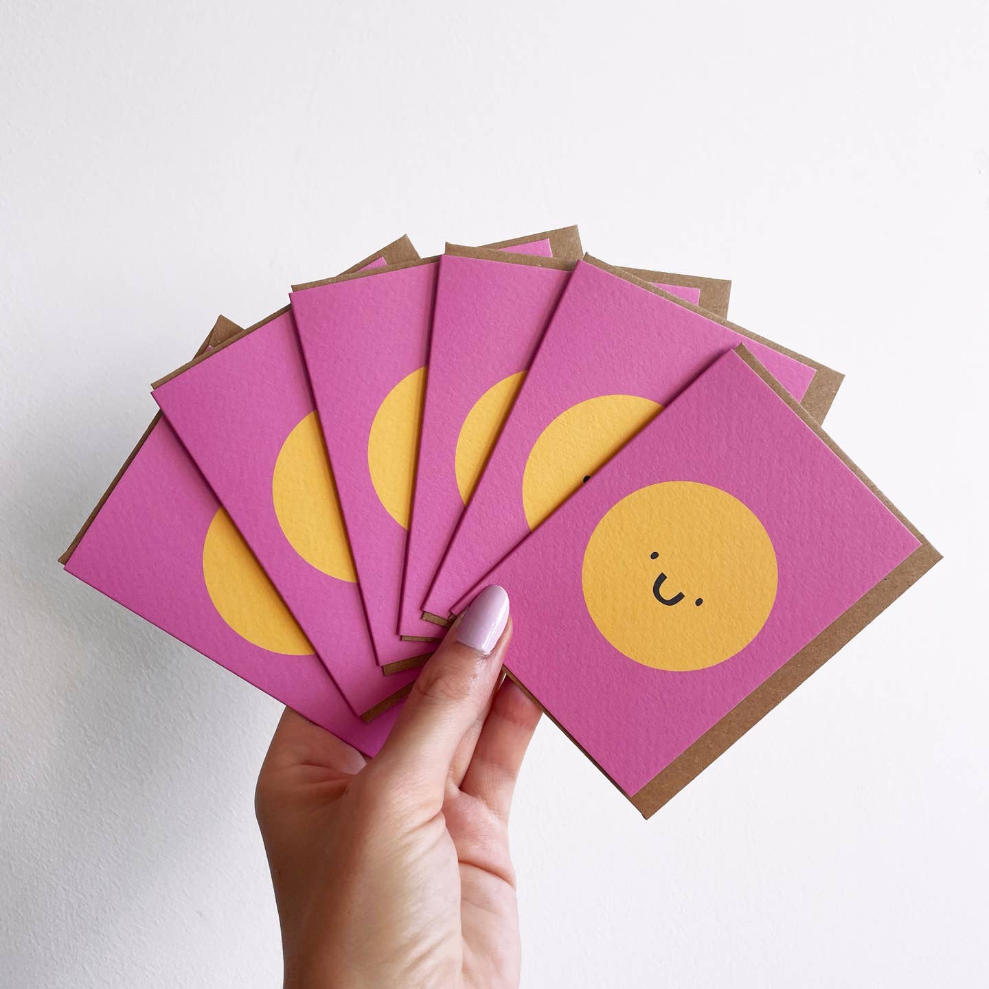 Mini Smiley Face Card Pack x6 – Handmade Nottingham