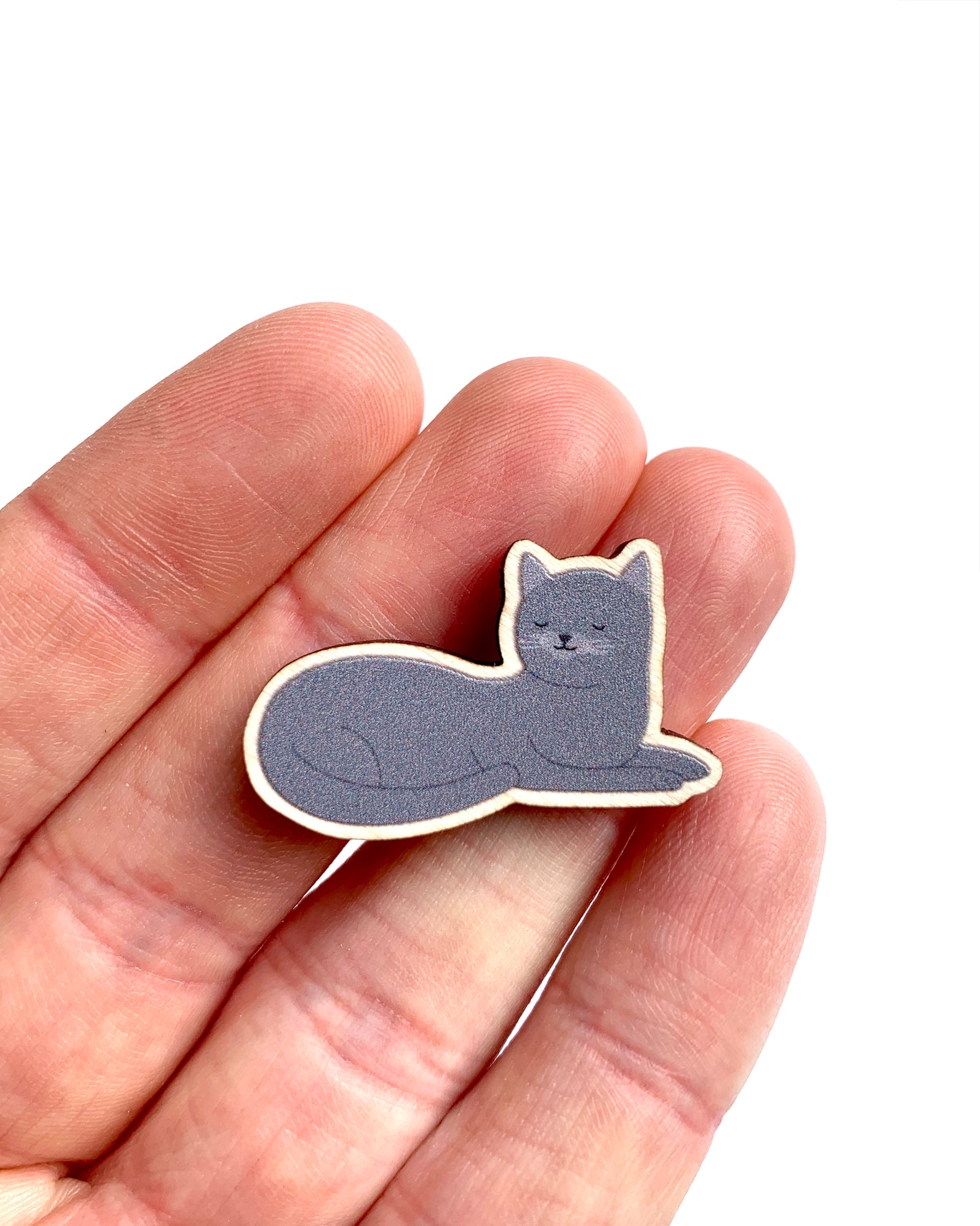 British Shorthair Cat Wooden Pin – Handmade Nottingham