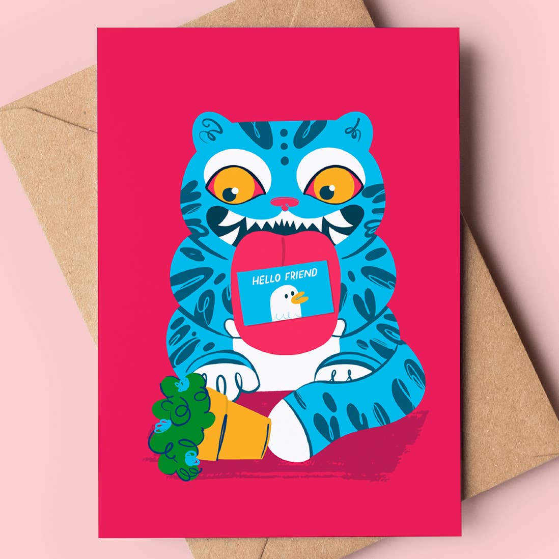 Derpy Tiger Card – Handmade Nottingham