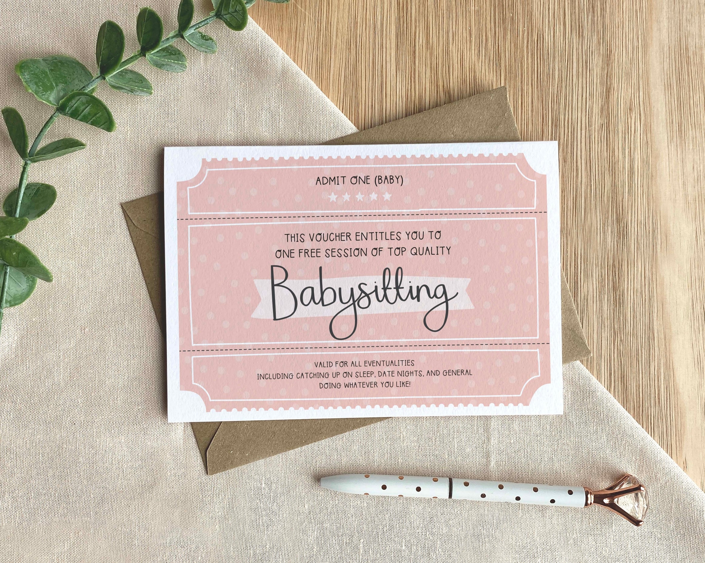 Babysitting Voucher Card – Handmade Nottingham