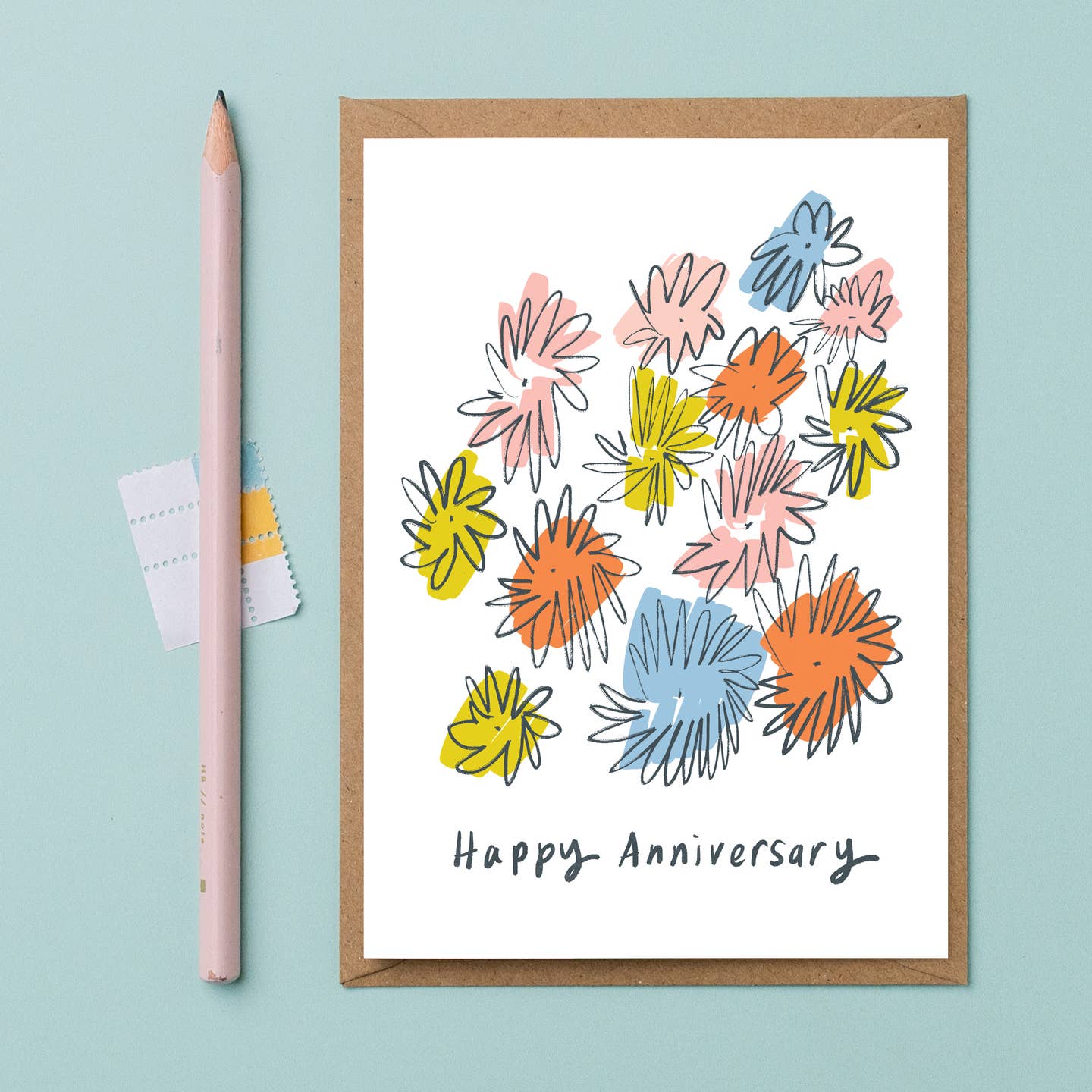 Floral Anniversary Card – Handmade Nottingham