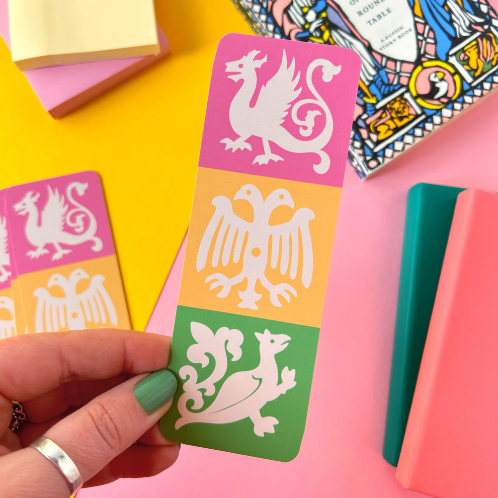 Medieval Tiles Pattern Winged Creatures Bookmark – Handmade Nottingham