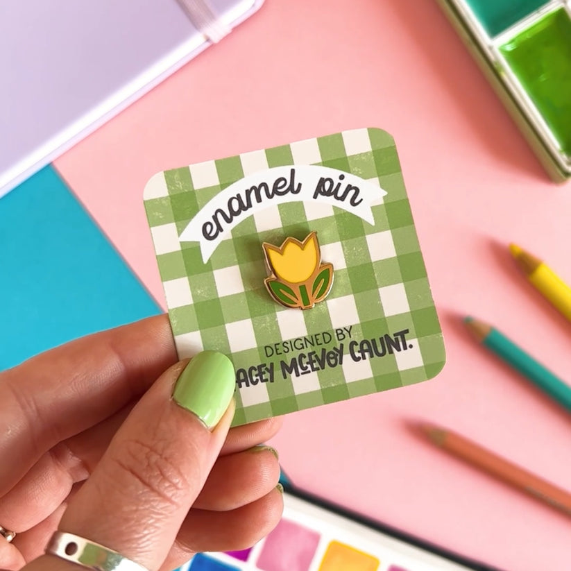 Tulip Enamel Pin – Handmade Nottingham