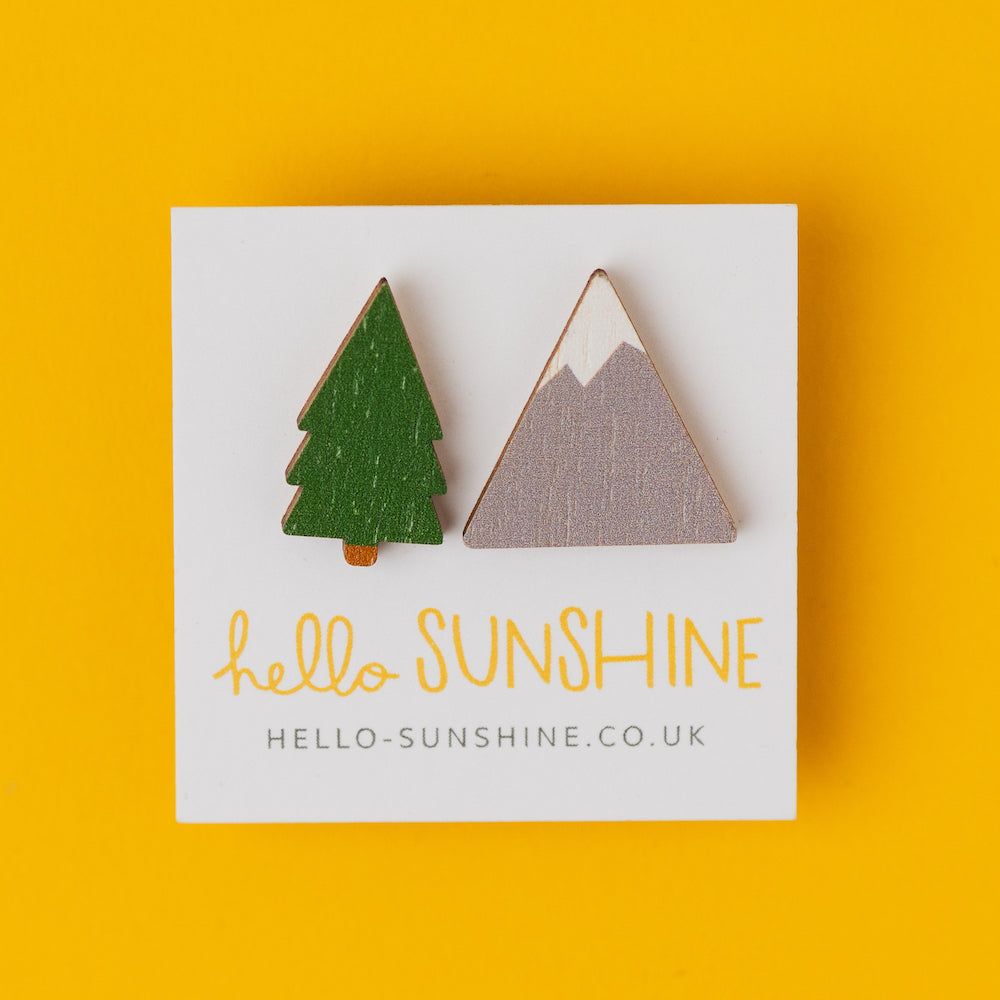 Tree and Mountain Lapel Pin Set – Handmade Nottingham