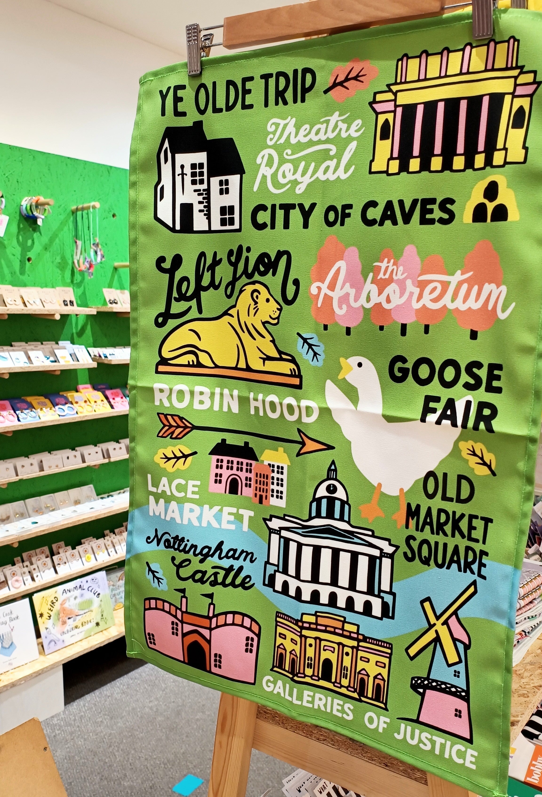 Green Landmark Tea Towel – Handmade Nottingham