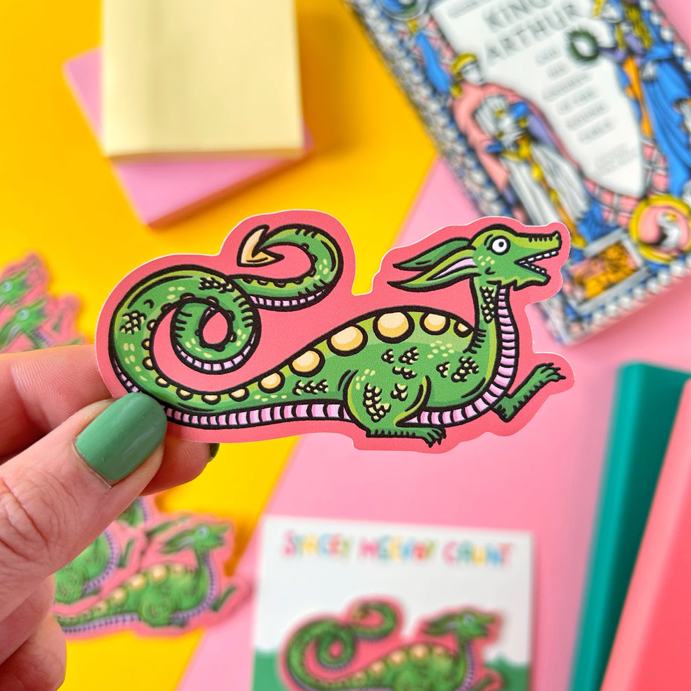 Green Dragon Medieval Marginalia Sticker – Handmade Nottingham
