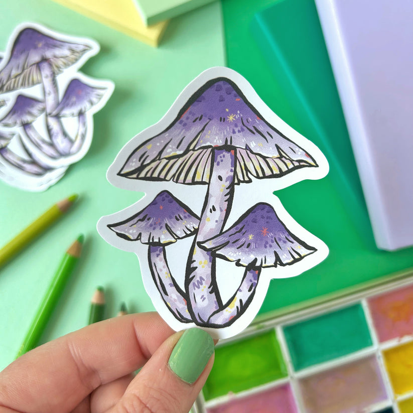 Mushroom Vinyl Sticker - Lilac – Handmade Nottingham
