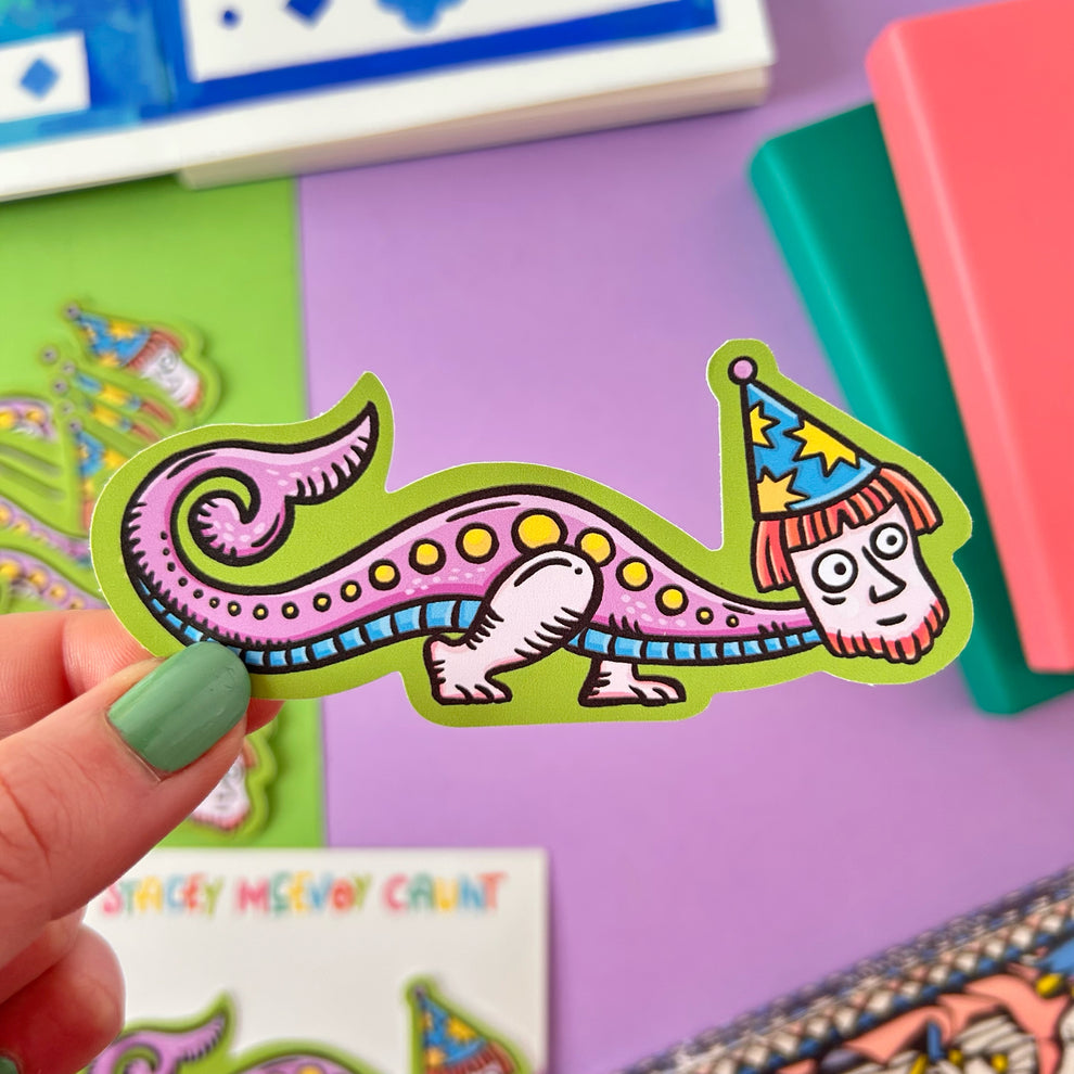 Weird Wizard Medieval Marginalia Sticker – Handmade Nottingham