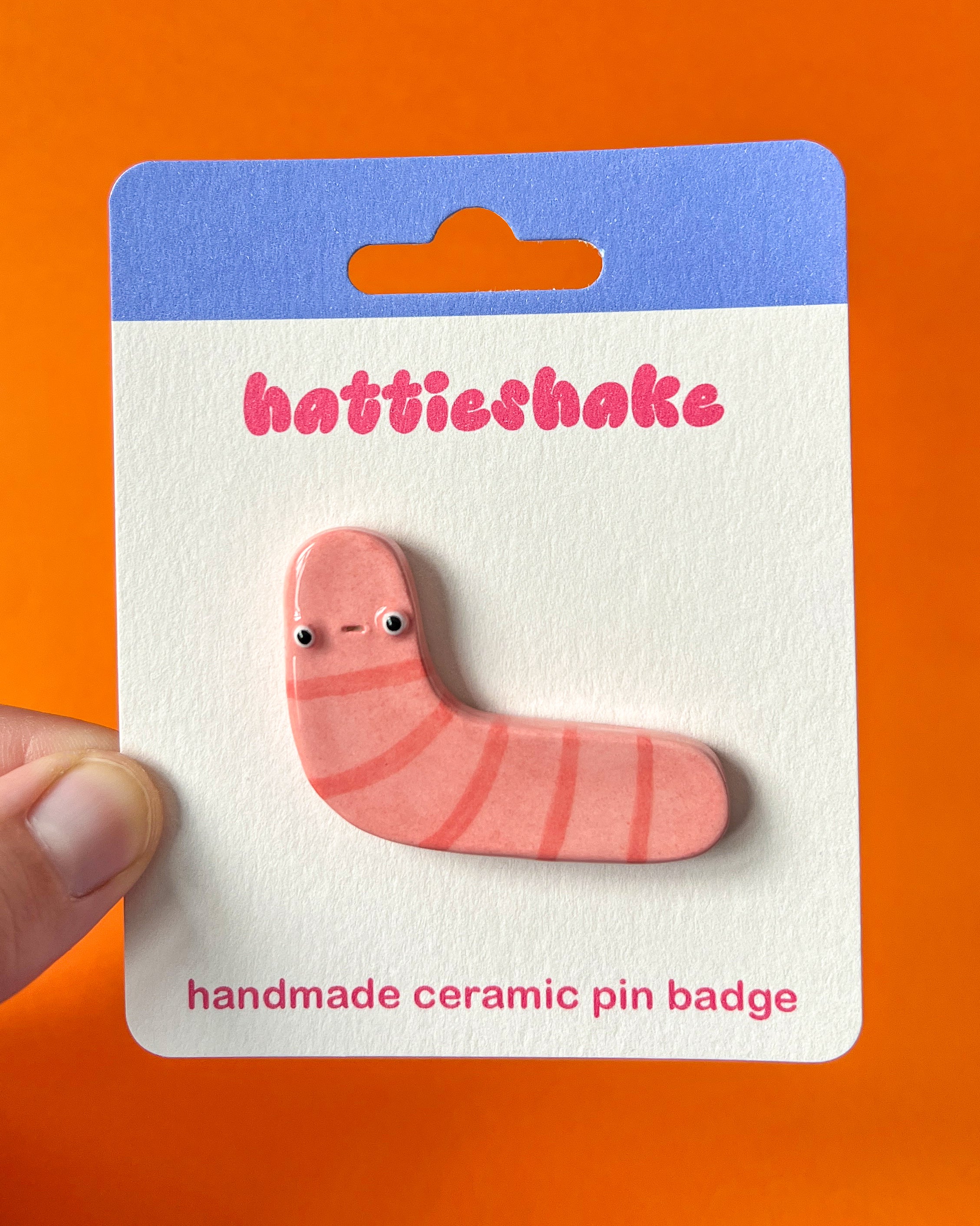 Worm pin badge – Handmade Nottingham