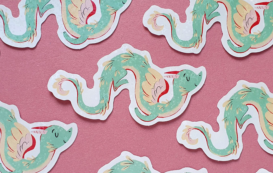 Blue Dragon Sticker – Handmade Nottingham