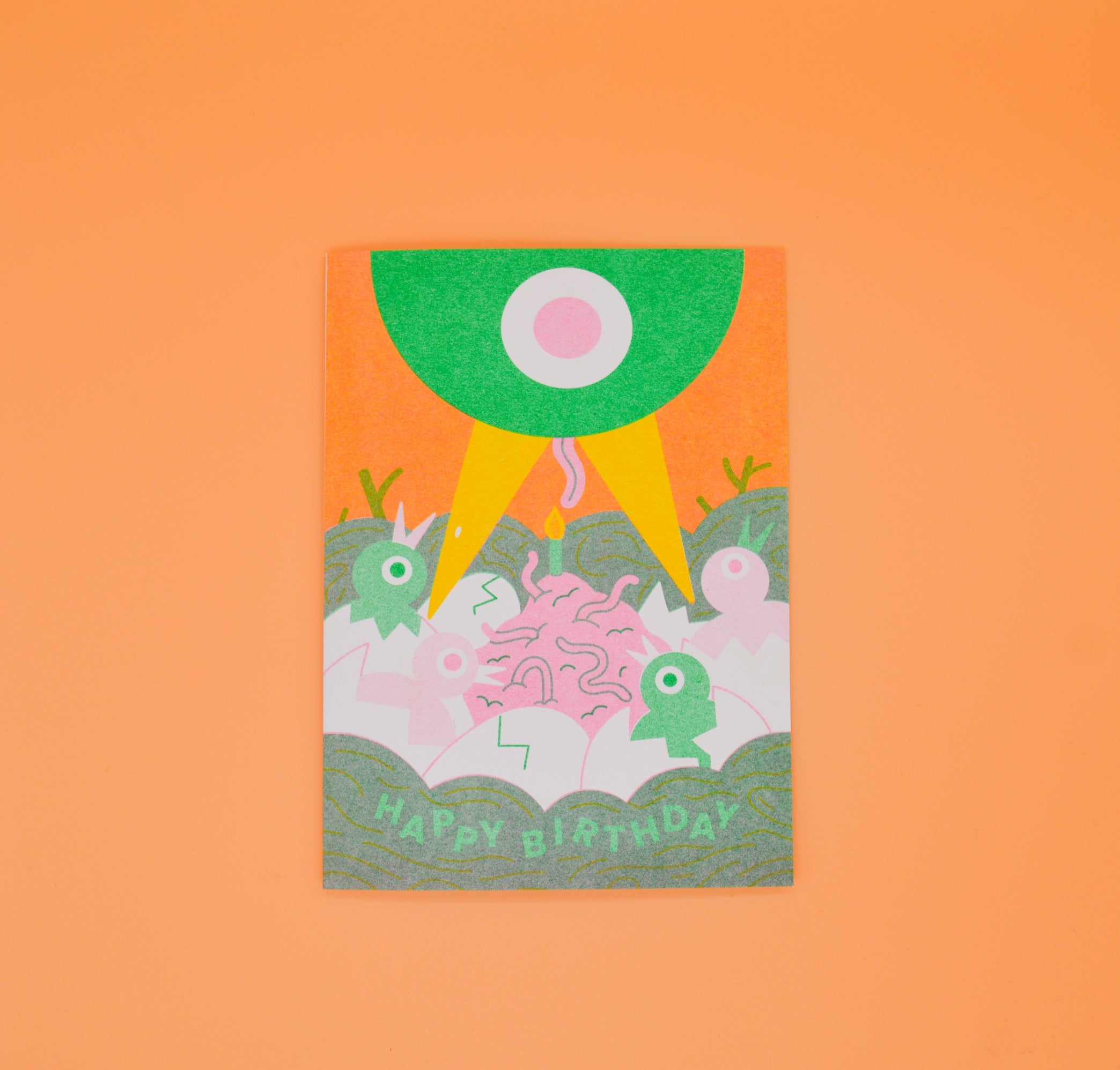 Worm Birthday Cake Card – Handmade Nottingham