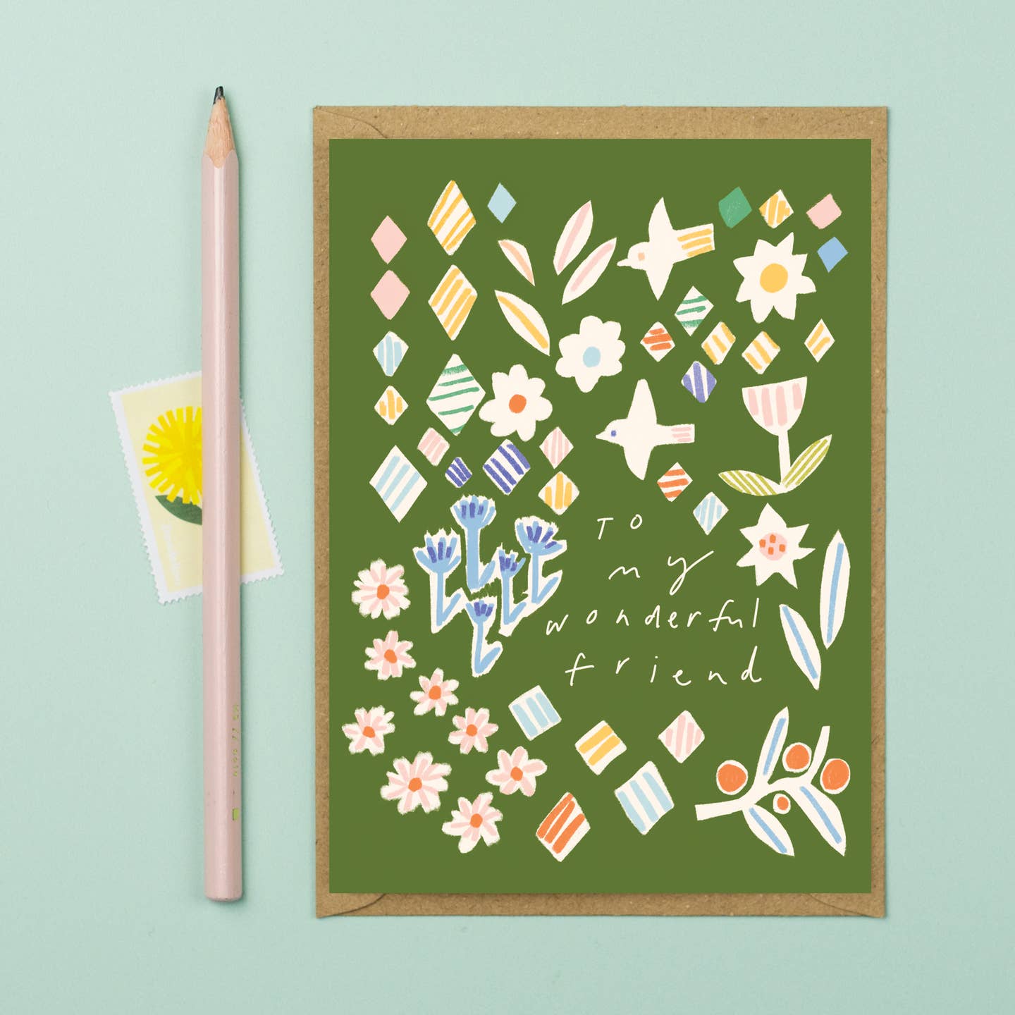 Wonderful Friend Folk Card – Handmade Nottingham