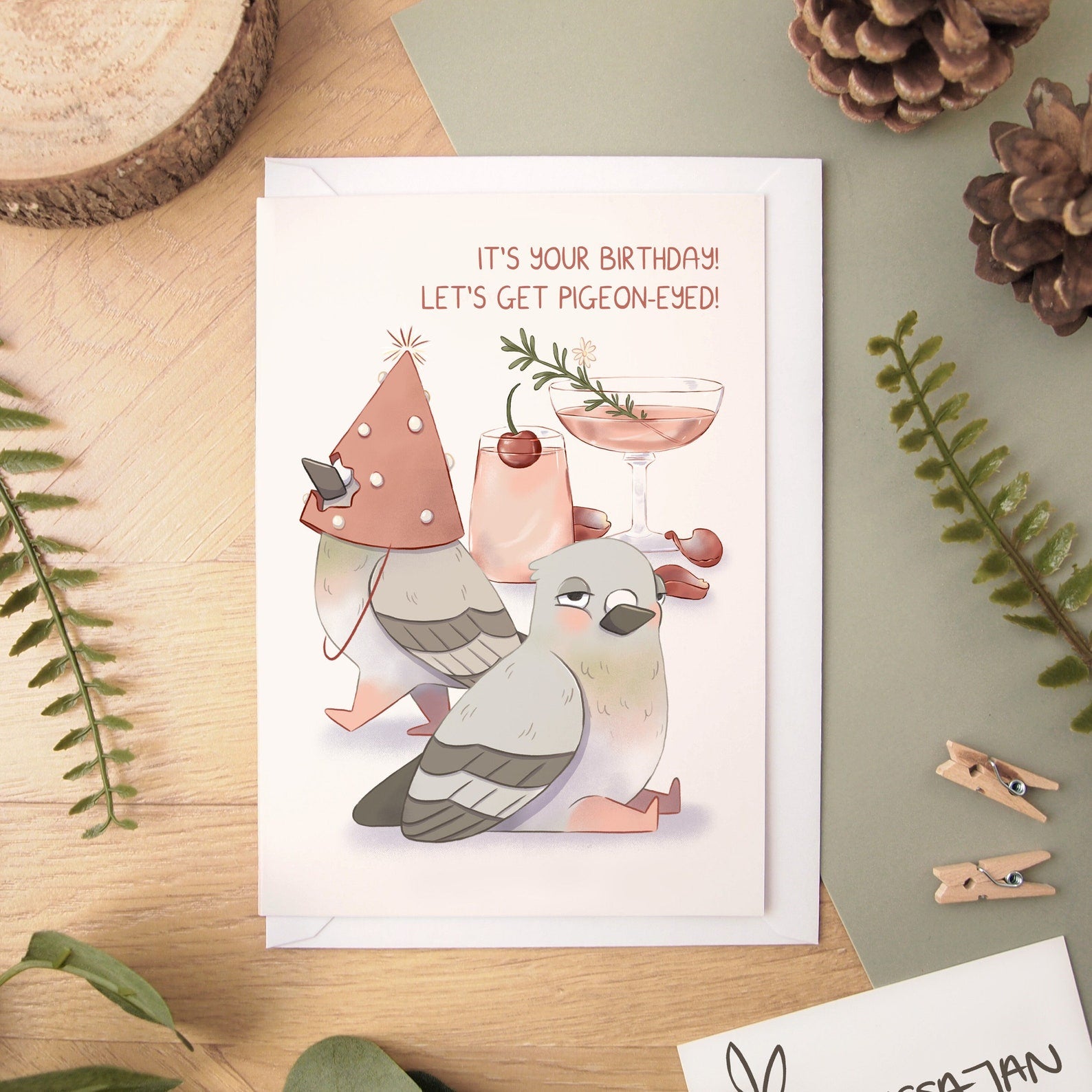 Pigeon Eyed Card – Handmade Nottingham