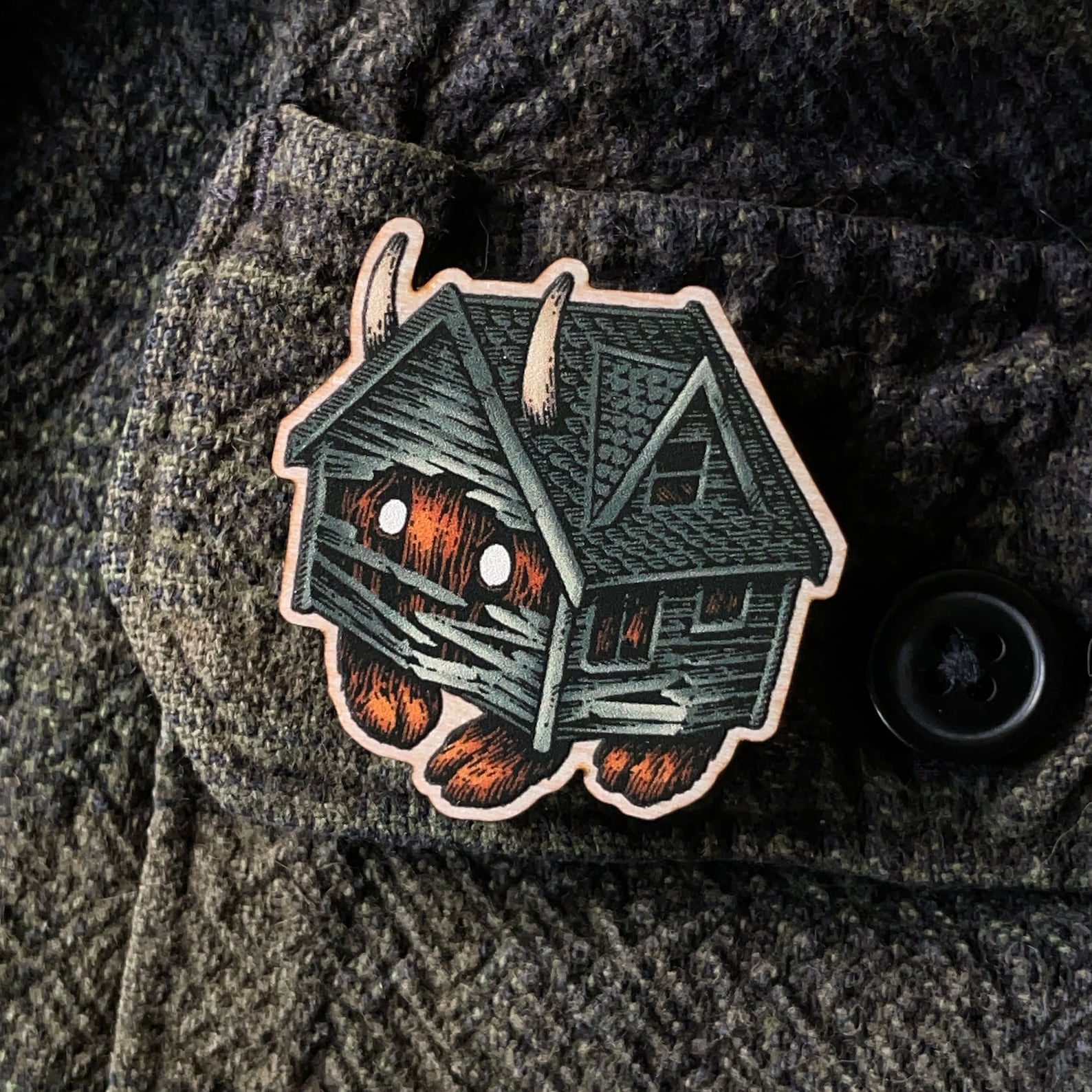 House Creature Wooden Pin – Handmade Nottingham