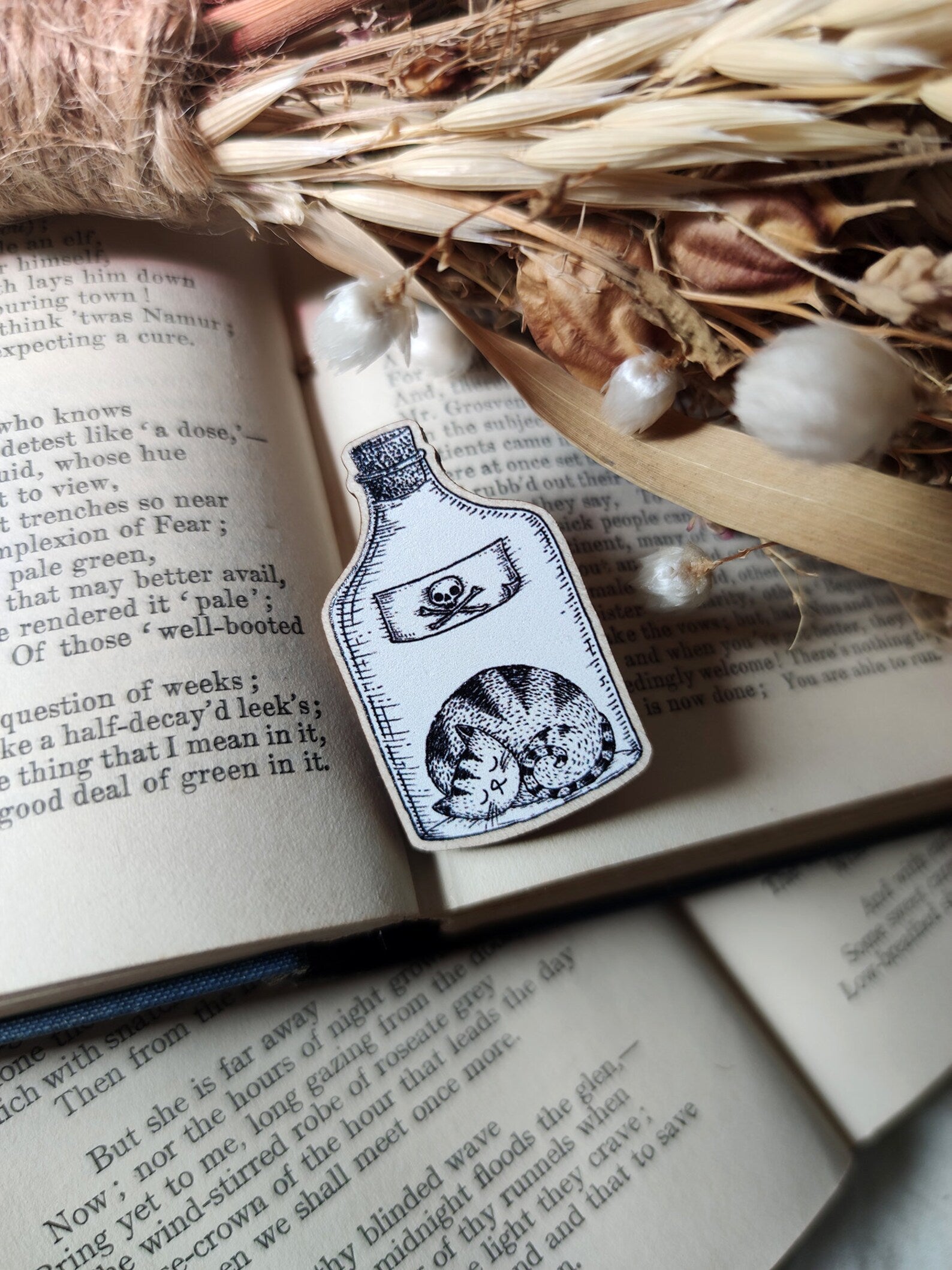 Poison Cat Wooden Pin – Handmade Nottingham