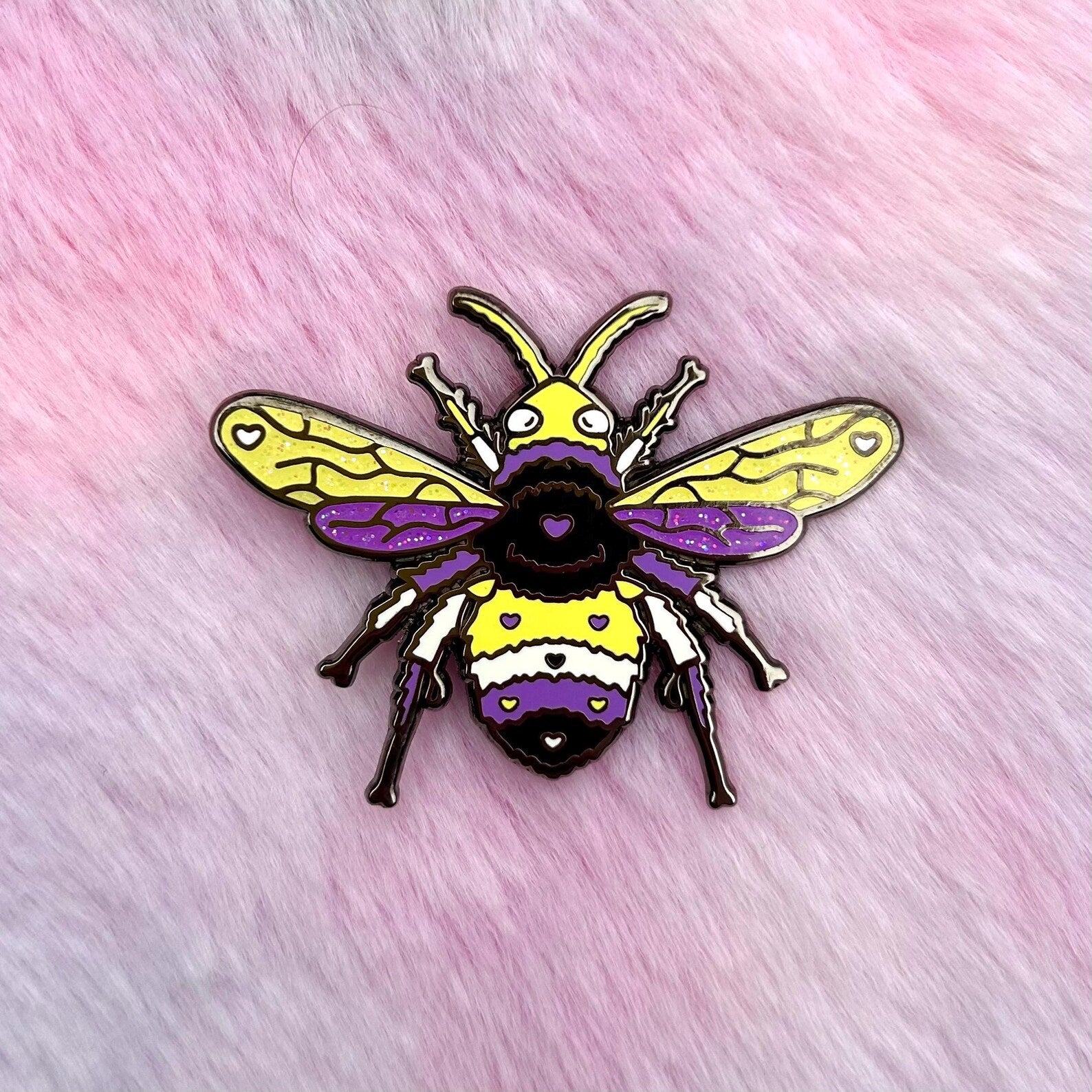Non-Binary Bee Pin – Handmade Nottingham