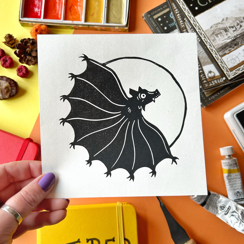 Medieval Bat Lino Print – Handmade Nottingham
