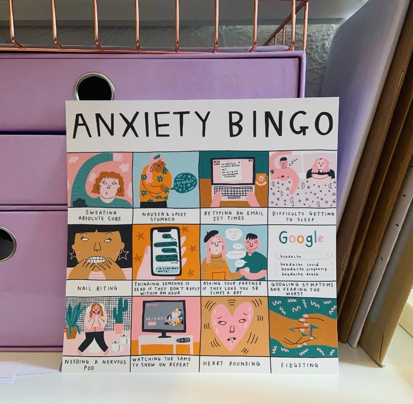 Anxiety Bingo Print – Handmade Nottingham