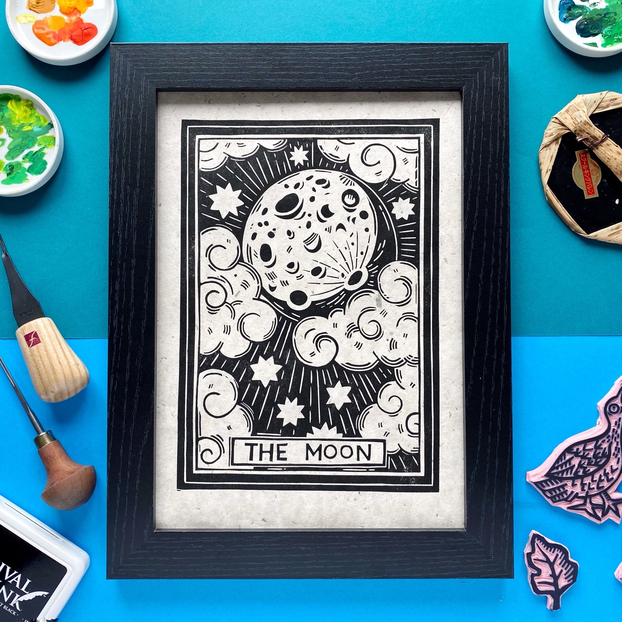 Full Moon Lino Cut Print – Handmade Nottingham