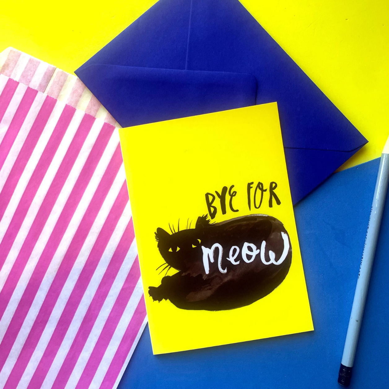 Bye For Meow A6 Card – Handmade Nottingham