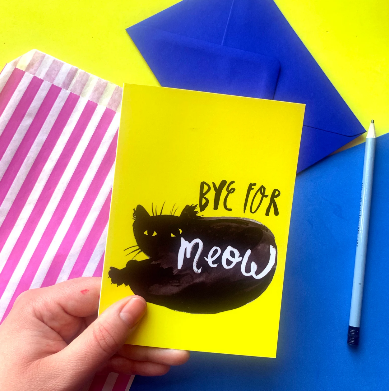 Bye For Meow A6 Card – Handmade Nottingham