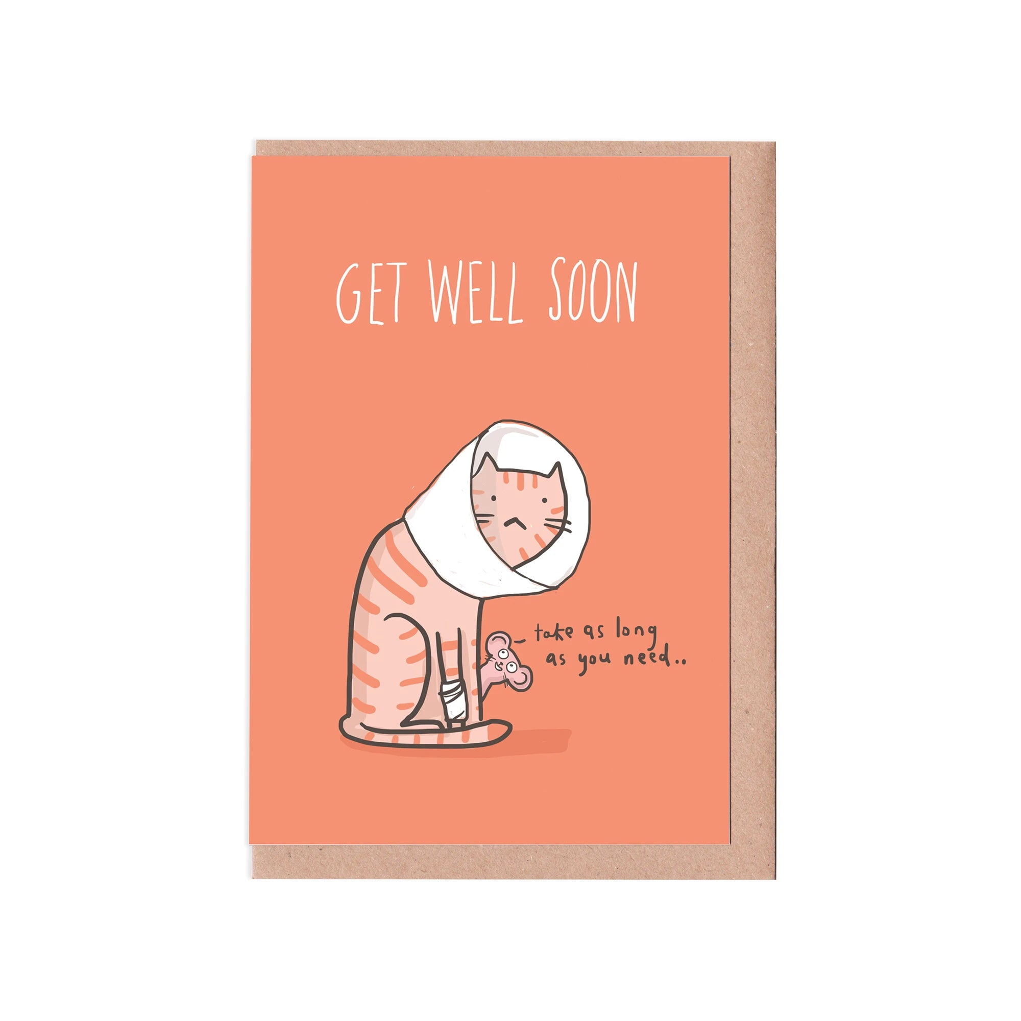 Get well soon cat card – Handmade Nottingham