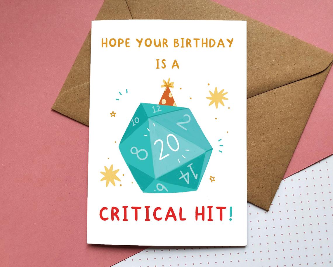 Critical Hit Birthday Card – Handmade Nottingham